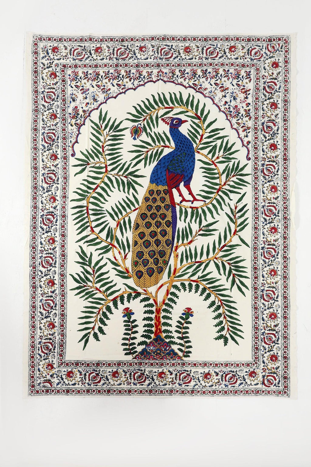 Large peacock block printed wall tapestry – Rastah